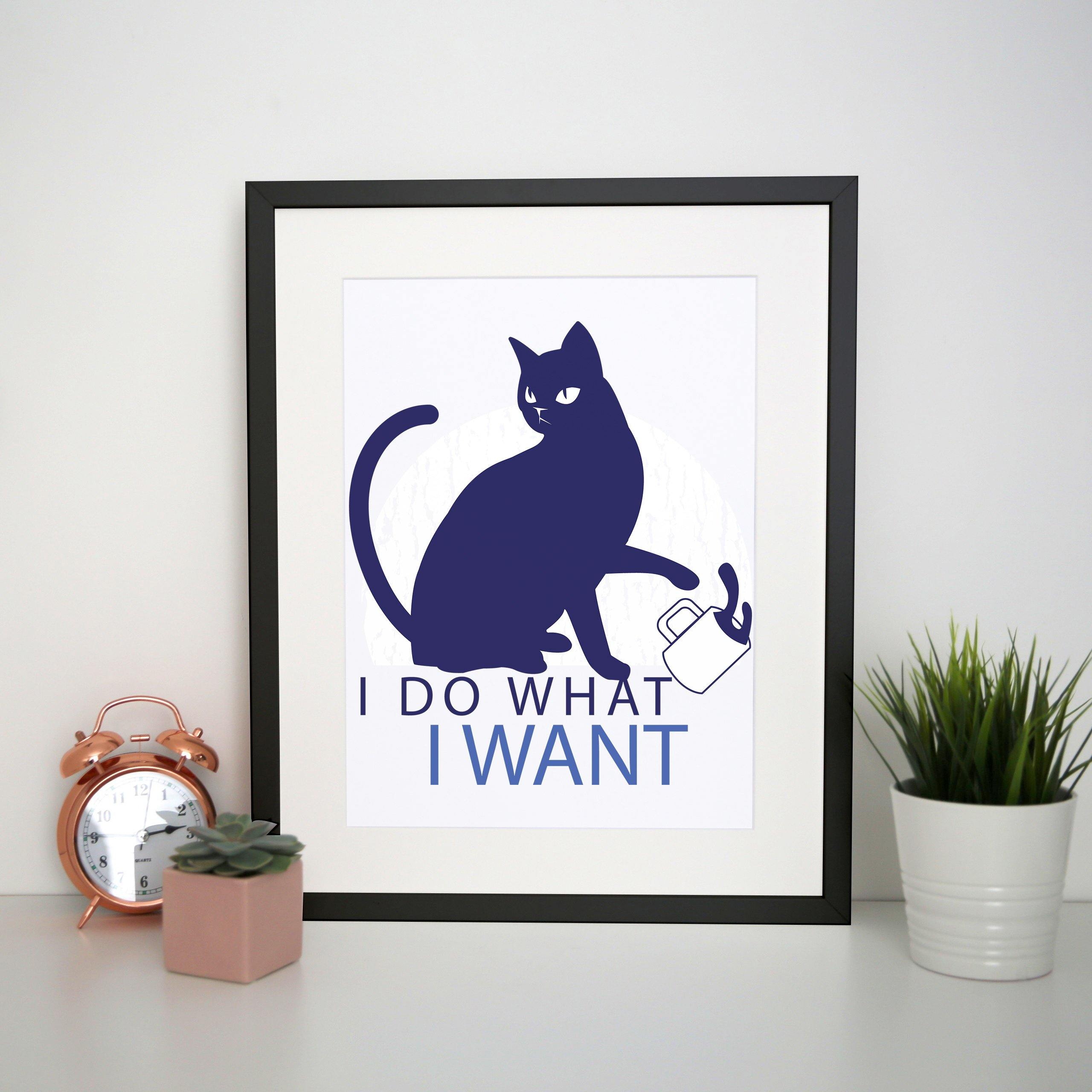 Rebel cat funny print poster framed wall art decor– Graphic Gear