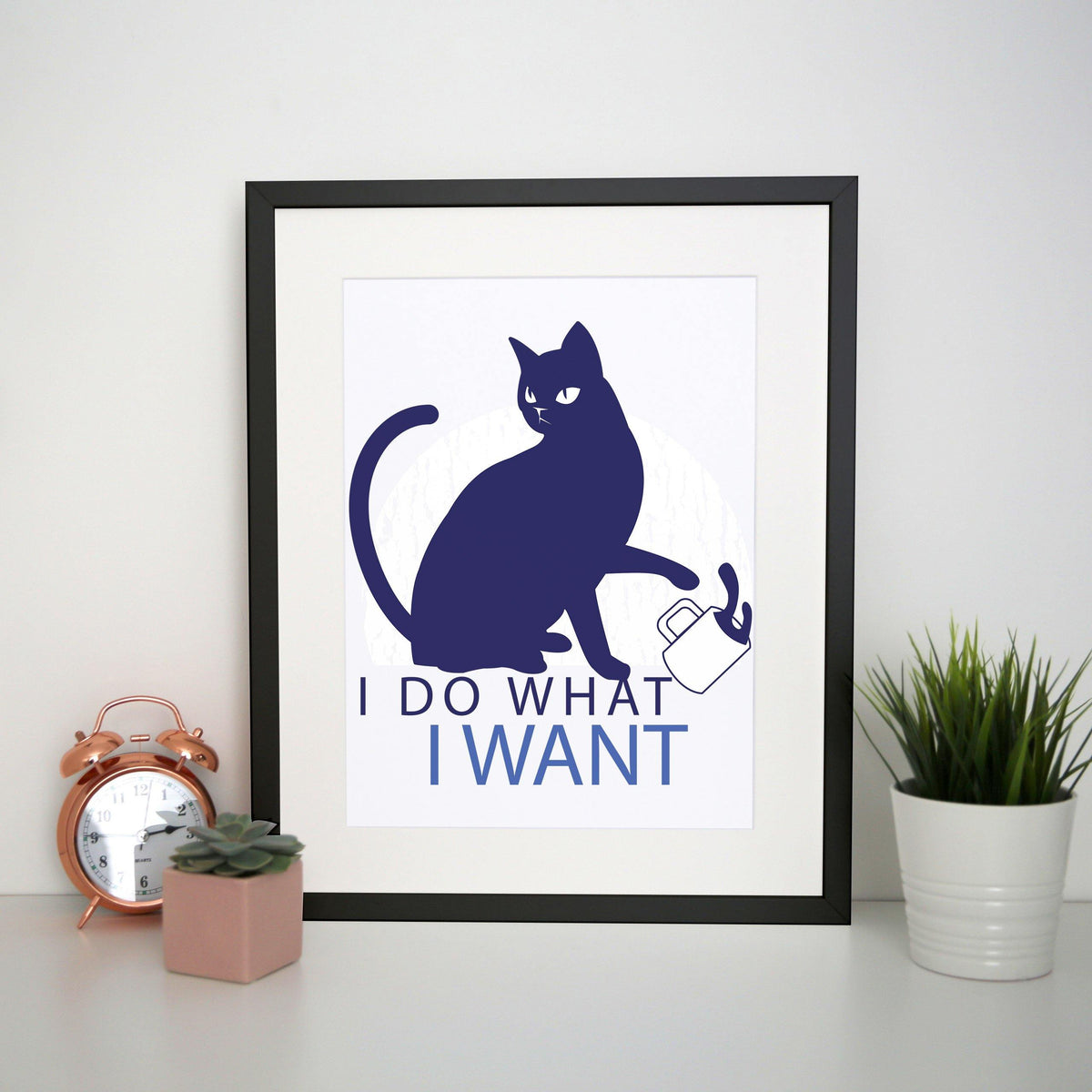 Rebel cat funny print poster framed wall art decor– Graphic Gear
