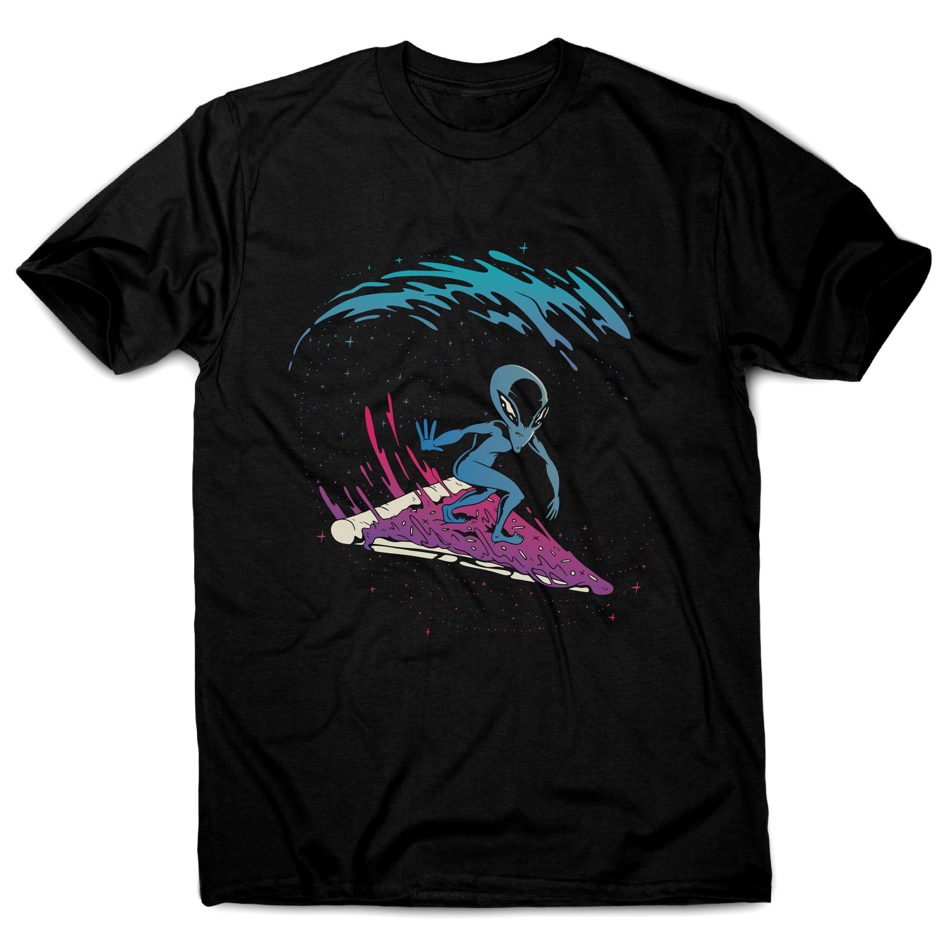 Pizza surfing alien funny illustration men's t-shirt– Graphic Gear