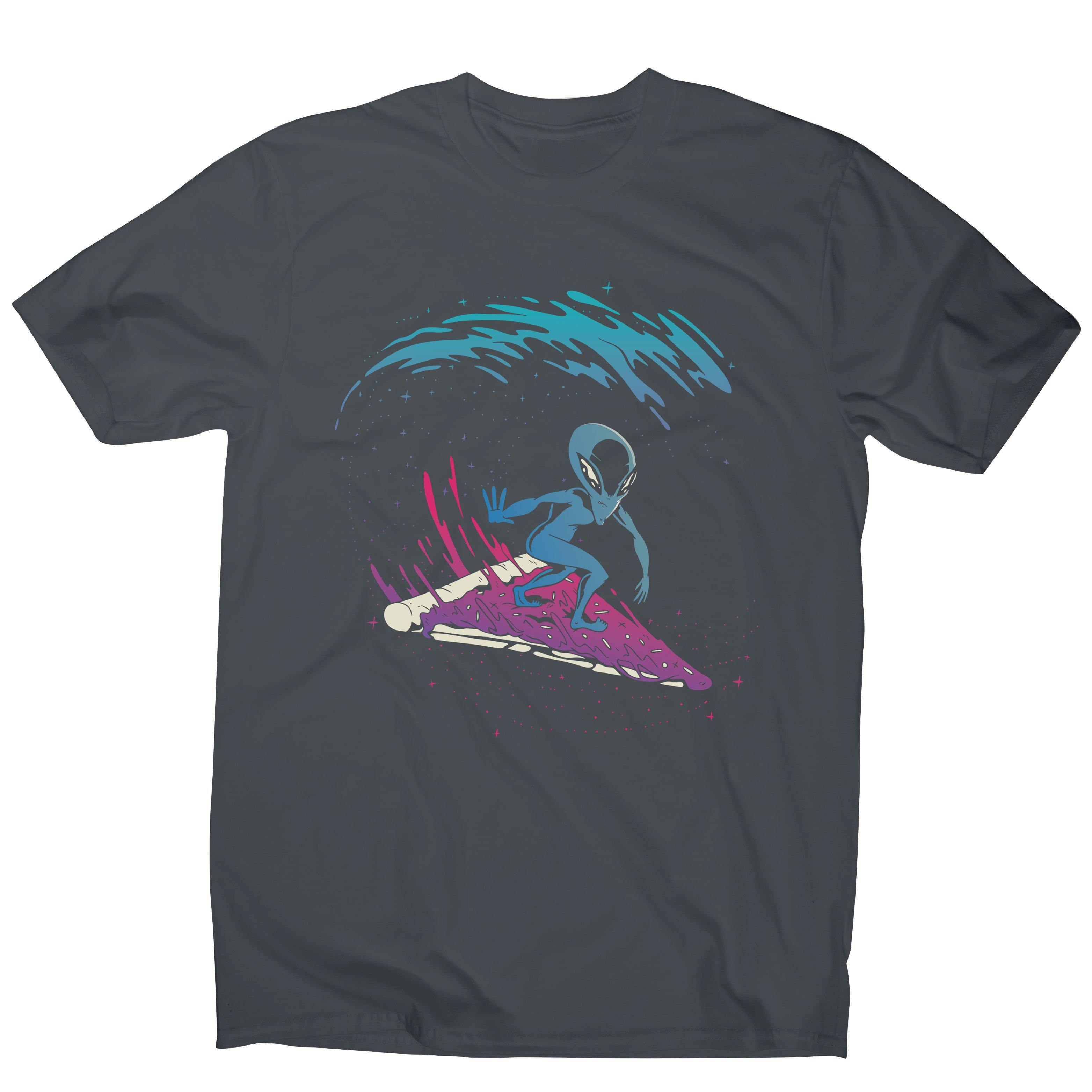 Pizza surfing alien funny illustration men's t-shirt– Graphic Gear