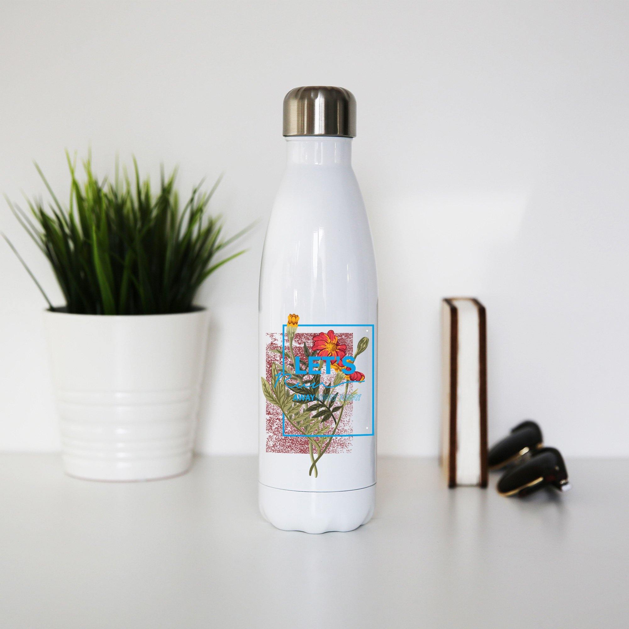 Flower illustration abstract design water bottle stainless steel reusa ...