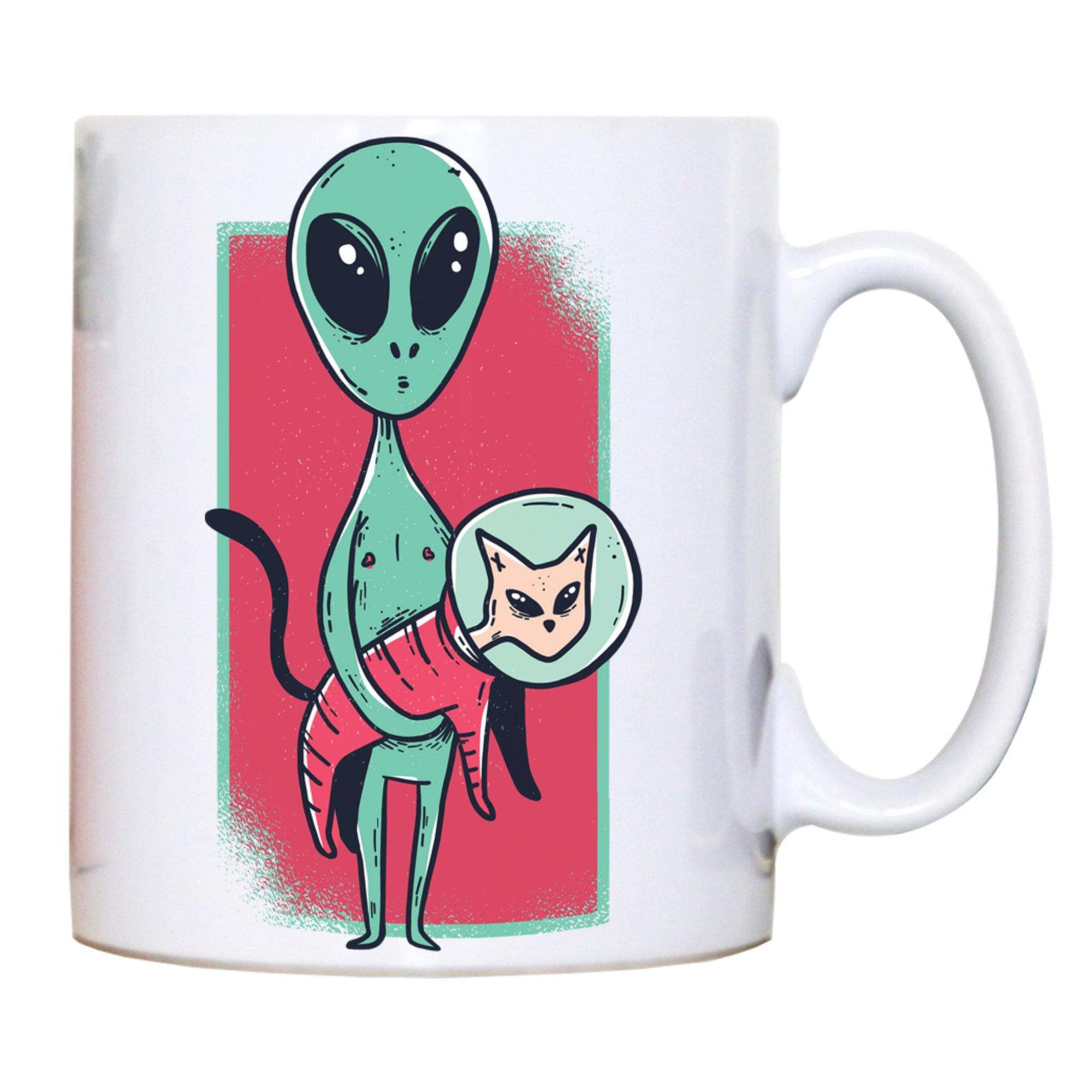 Space alien cute cat funny mug coffee tea cup– Graphic Gear
