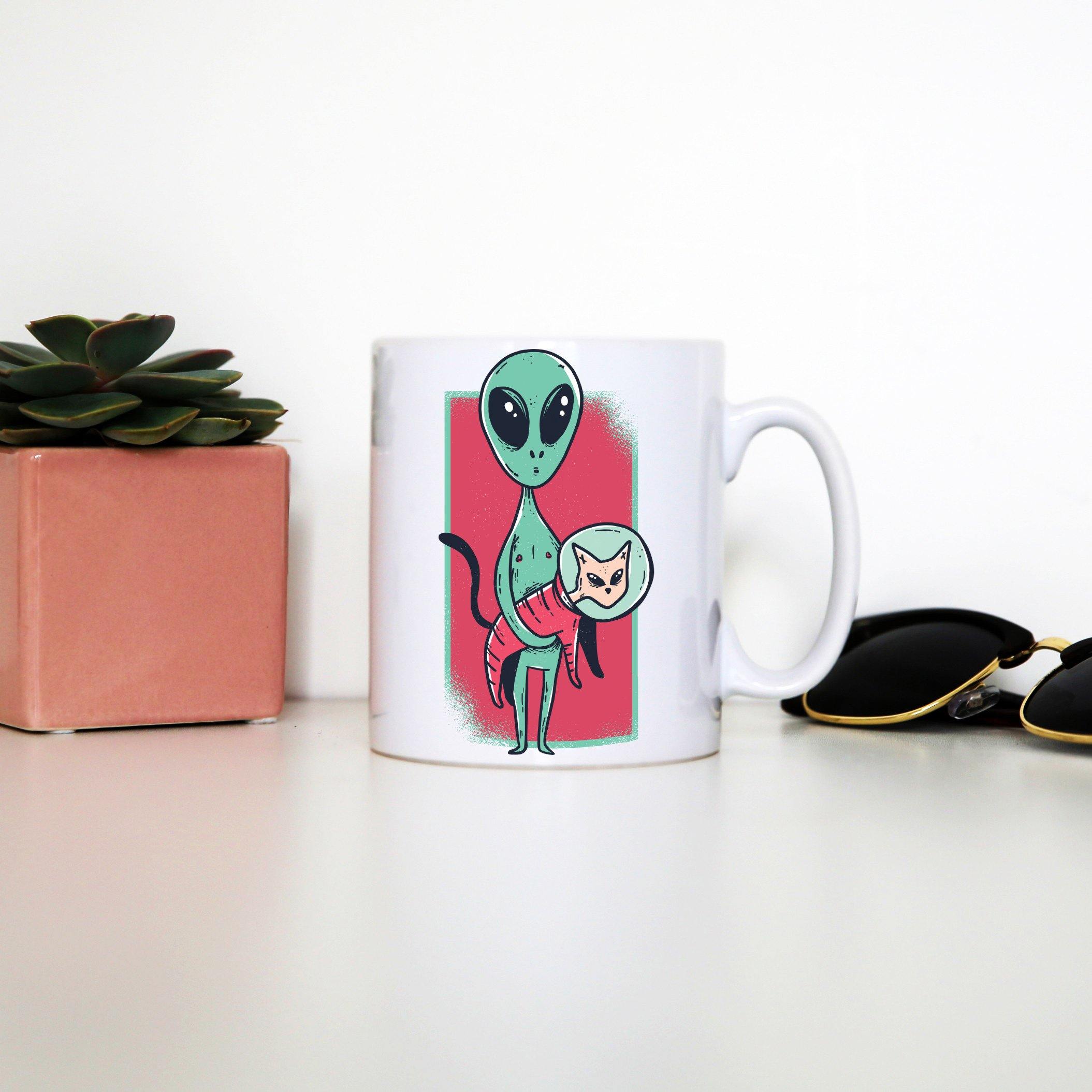 Space alien cute cat funny mug coffee tea cup– Graphic Gear