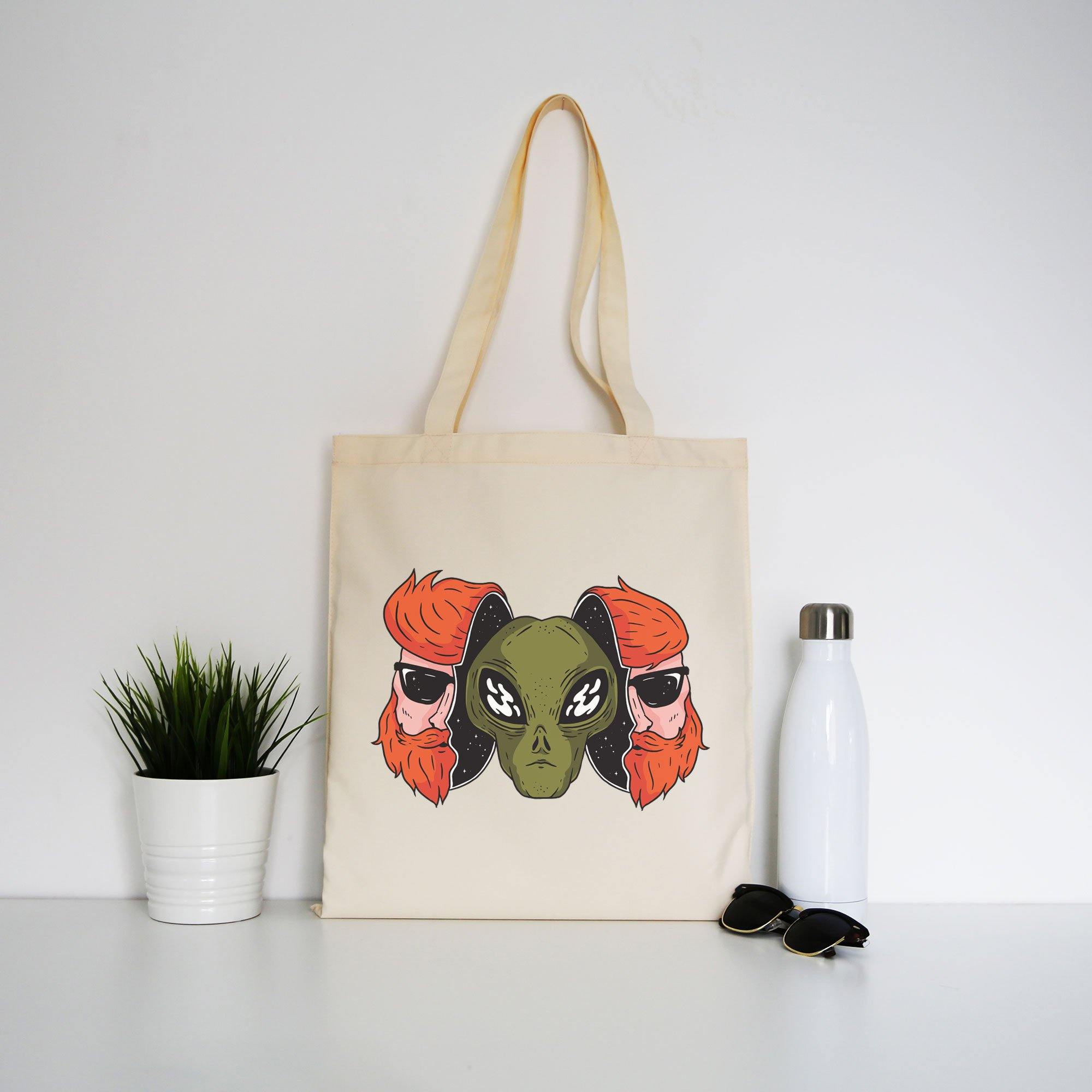 Hipster alien funny space tote bag canvas shopping– Graphic Gear