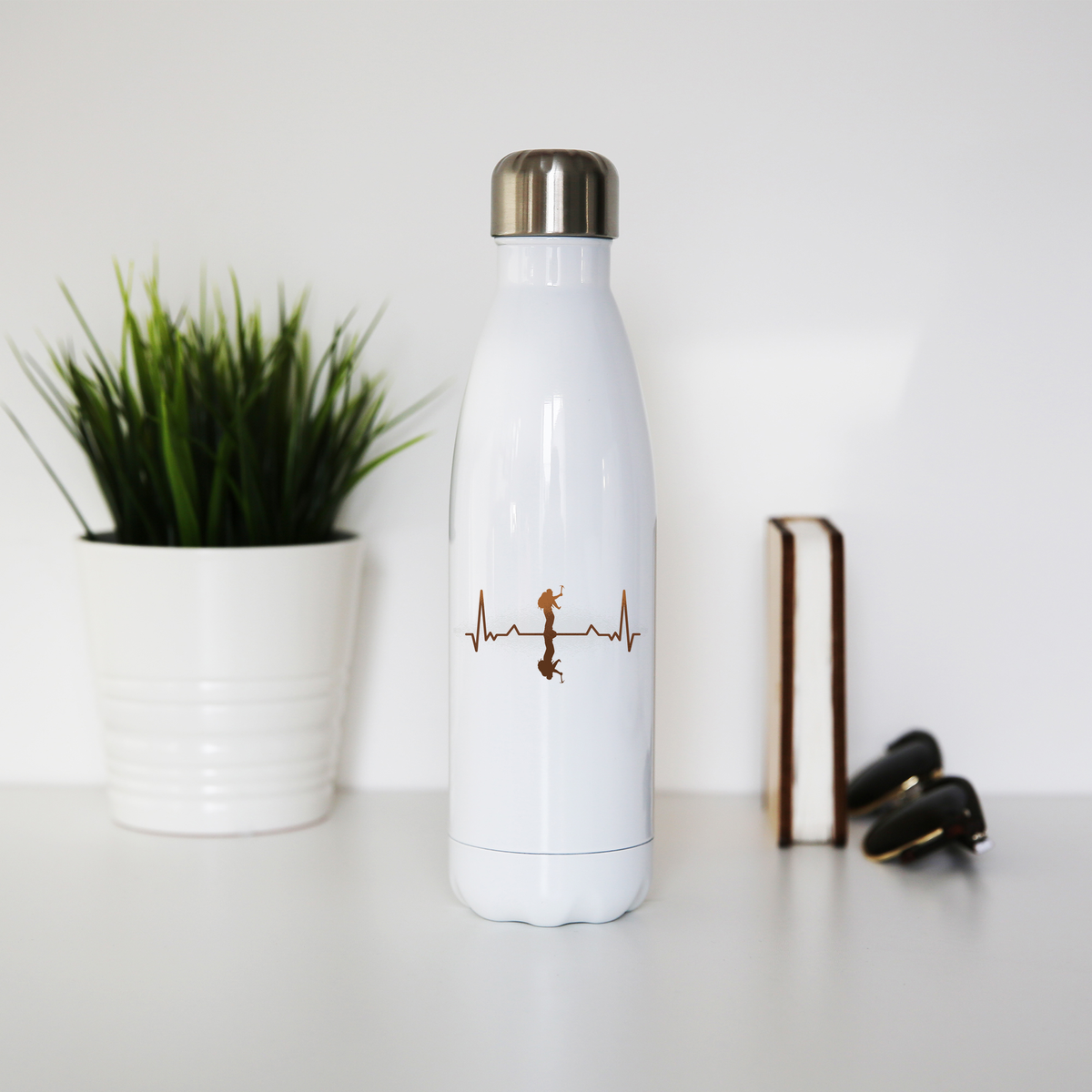 Heartbeat mountaineer water bottle stainless steel reusable– Graphic Gear