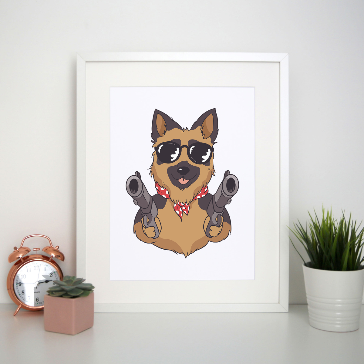 German shepherd guns print poster wall art decor– Graphic Gear