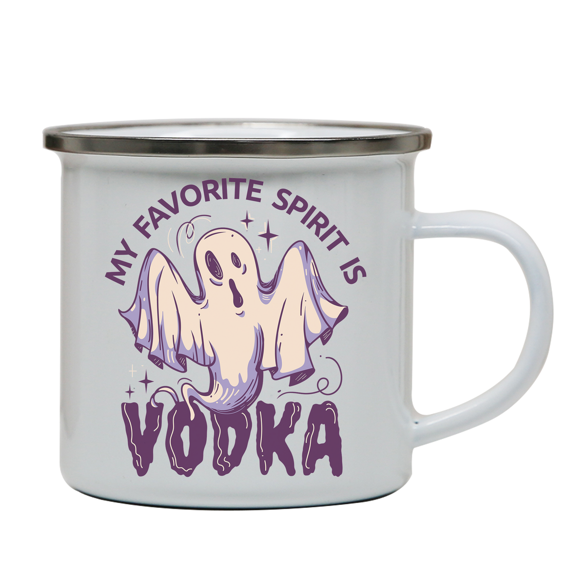 Drunk spirit ghost cartoon enamel camping mug– Graphic Gear